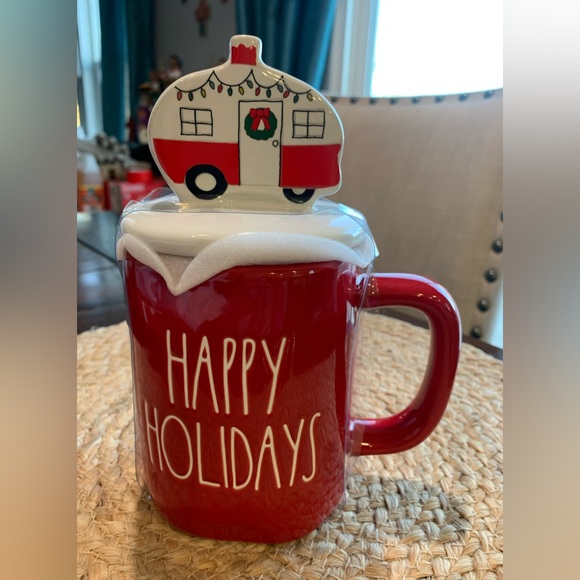 Rae Dunn | Dining | Rae Dunn Happy Holidays Mug With Camper Topper ...